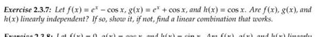 Solved Exercise Let F X Excosx G X Ex Cosx And Chegg Com