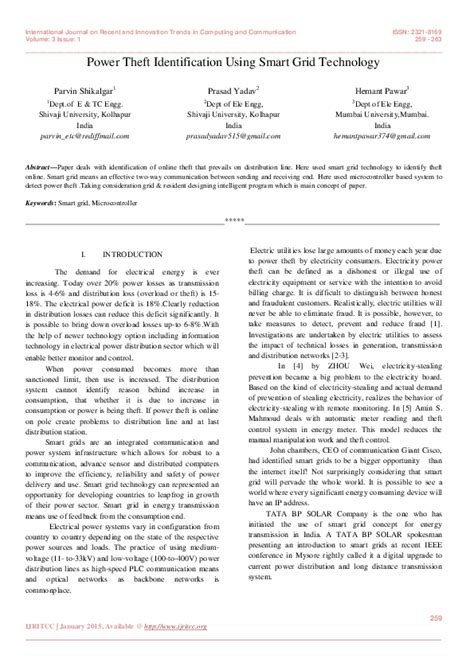 Pdf Power Theft Identification Using Smart Grid Technology