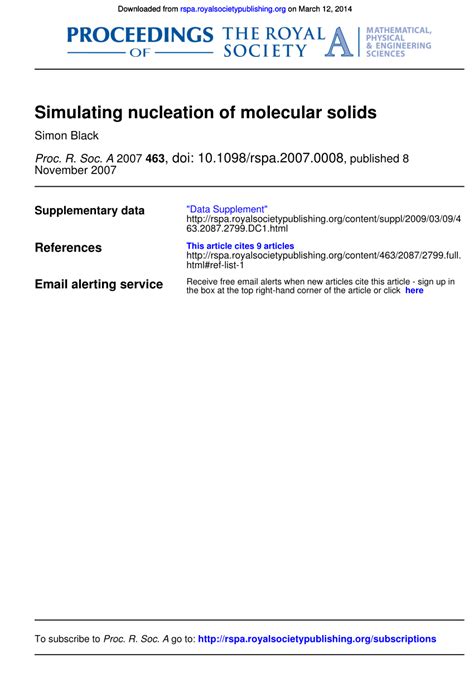 Pdf Simulating Nucleation Of Molecular Solids