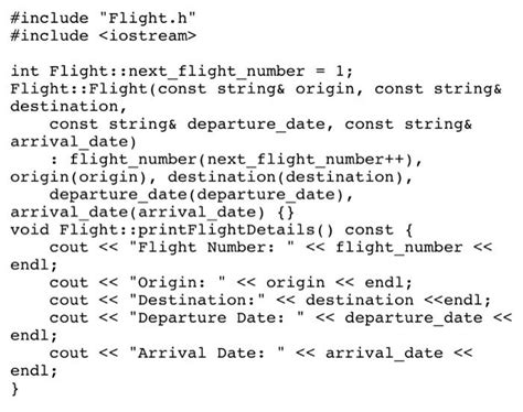 Solved Modify Class Flight Such That 1 It Contains An