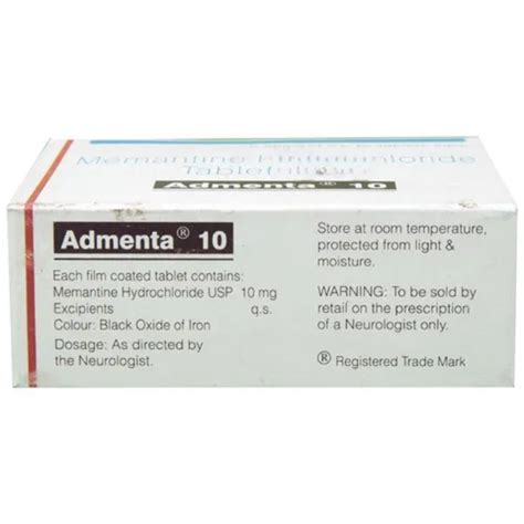 Tablet Memantine Hcl Admenta 10 Packaging Type Blister Packaging