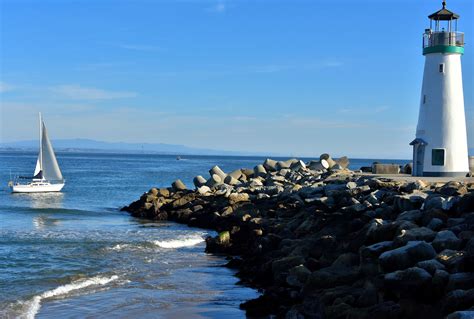 Walton Lighthouse On Breakwater In Santa Cruz California Encircle Photos