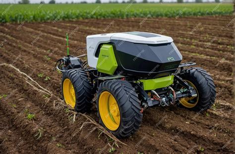 premium photo autonomous farming robot in cultivated field