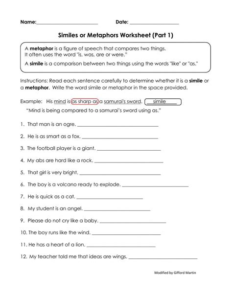 Algebra Worksheets Printable Math Worksheets 1st Grade Worksheets What Is A Metaphor Simile
