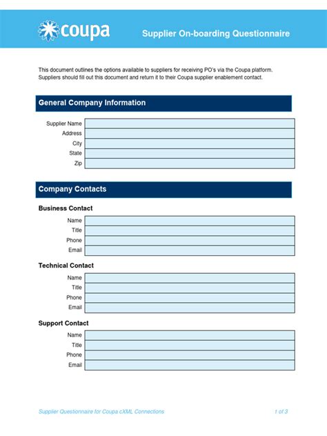 Coupa Supplier Questionnaire Pdf Information Technology Cyberspace