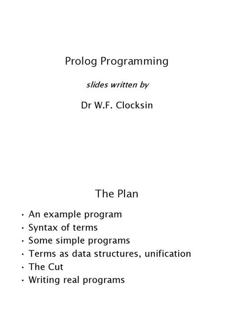 prolog programming dr w f clocksin pdf formalism deductive