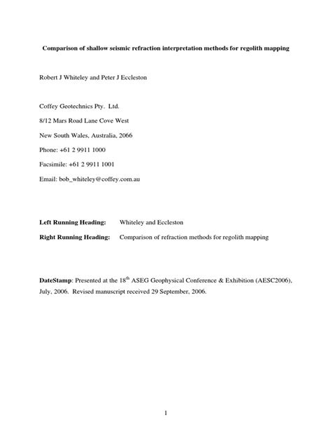 Shallow Seismic Refraction Interpretation Pdf Refraction Geophysics