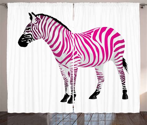 Ambesonne Pink Zebra Curtains 2 Panel Set Savannah Animal Art 108 X