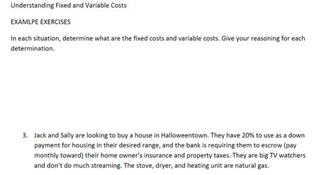 Solved Understanding Fixed And Variable Costs EXAMLPE Chegg Com