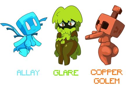 Rule 34 Allay Minecraft Ass Blue Skin Breasts Copper Golem Copper