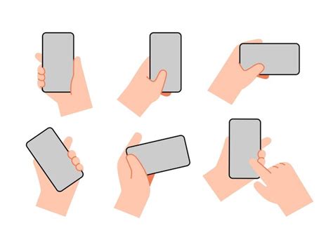Premium Vector Hand Holding Mobile Phone Finger Touching Tapping Scrolling Smartphone Screen