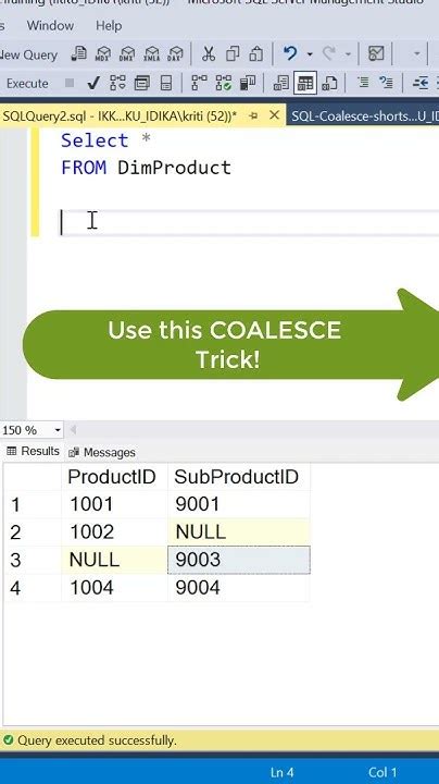 sql trick using coalesce function sqltricks sqltips youtube