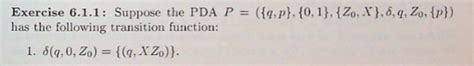 Solved Exercise 6 1 1 Suppose The PDA Chegg Com