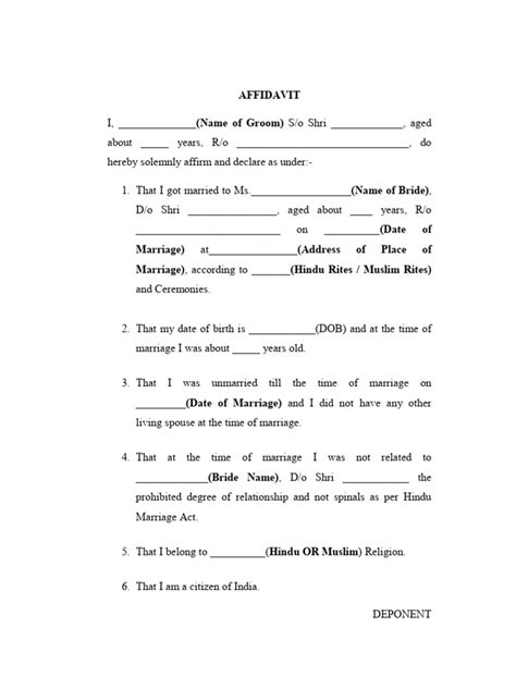 Marriage Affidavit Format For India Pdf Wellness