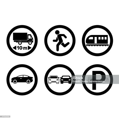 금지 도로 표지판 벡터 아이콘 길이 제한 및 철도 건널목 주차 금지 추월 차량 이동 정차 금지 0명에 대한 스톡 벡터 아트 및 기타 이미지 Istock