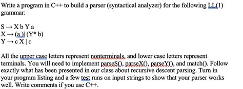 Solved Write A Program In C To Build A Parser Syntactical