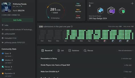 Prithviraj Panda On Linkedin Leetcode Codingjourney 100daysofcode Leetcodedaily