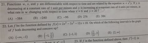 Solved 21 Functions W X And Y Are Differentiable With
