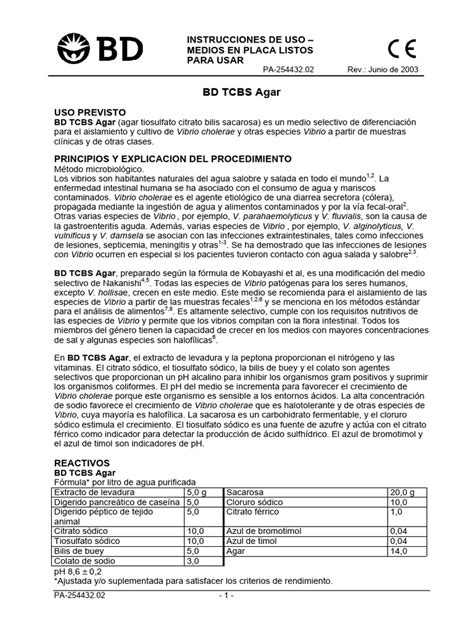 Agar Tcbs Pdf Microbiología
