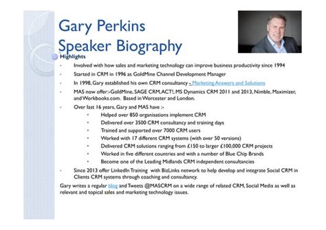 Gary Perkins Speaker Brief Biography Pdf