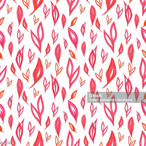 손으로 그린 수채화 빨간색 추상은 흰색 배경에 원활한 패턴을 남깁니다 스크랩북 디자인 요소 타이포그래피 포스터 청첩장 엽서 라벨 배너 디자인 0명에 대한 스톡 벡터 아트 및