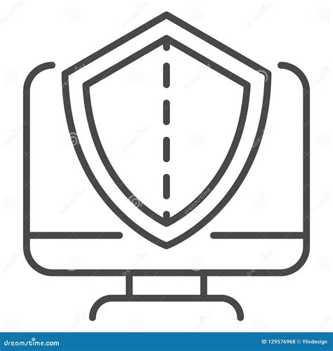 Secured Computer Icon Outline Style Stock Vector Illustration Of Mobility Guard 129576968
