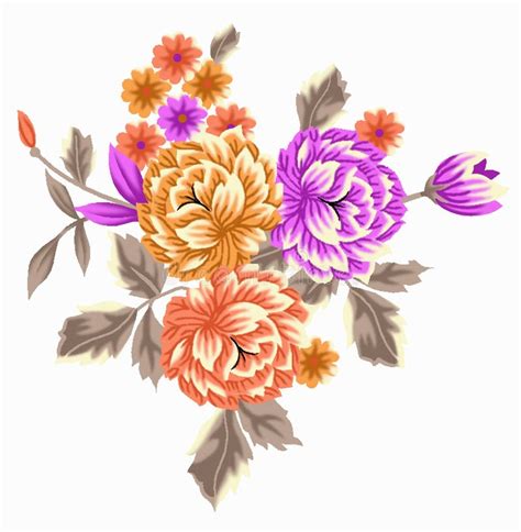 Water Color Hand Drawn Flower Bunch With Leaves Stock Illustration For