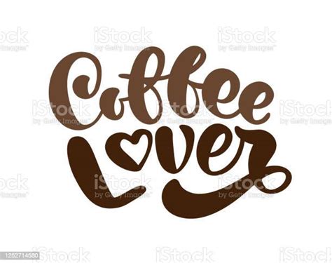 갈색 배경에 고립 된 심장의 형태로 손으로 그린 서예 문자 Coffe 연인 커피를 테마로 한 벡터 문구는 레스토랑 카페 메뉴