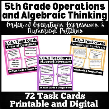 5th Grade Operations And Algebraic Thinking Task Cards And Google Forms