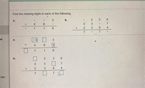 solved find the missing digits in each of the following 3