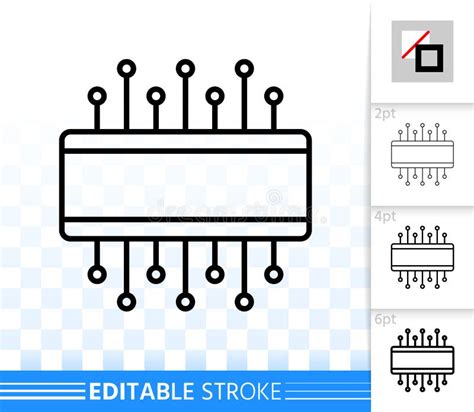 Microprocessor Linear Icon Concept Microprocessor Line Vector Sign Symbol Illustration Stock