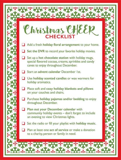 Christmas Cheer Checklist Free Printable Popsicle Blog