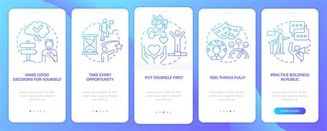 Approaches To Self Love Blue Gradient Onboarding Mobile App Screen Stock Vector Illustration