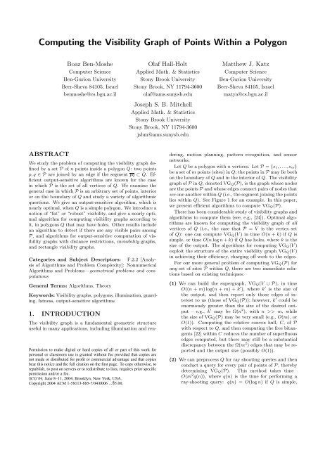 Computing The Visibility Graph Of Points Within A Polygon