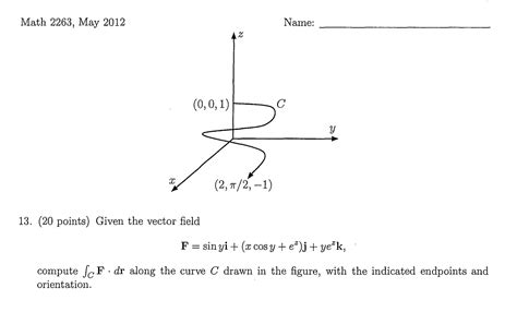 multivariable calculus given the vector field compute the integral