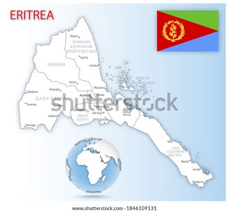 Detailed Map Eritrea Administrative Divisions Country Stock Vector Royalty Free