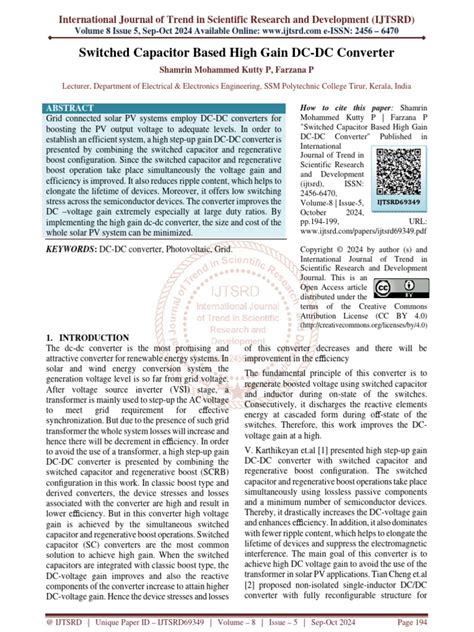 Switched Capacitor Based High Gain Dc Dc Converter Pdf Capacitor