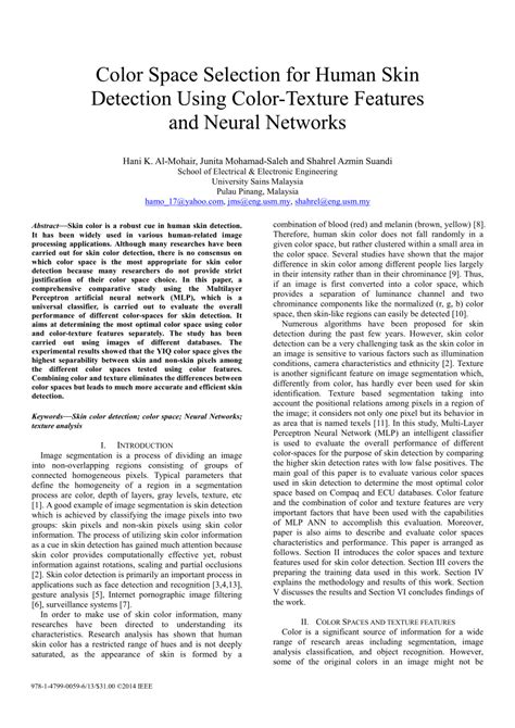 Pdf Color Space Selection For Human Skin Detection Using Color