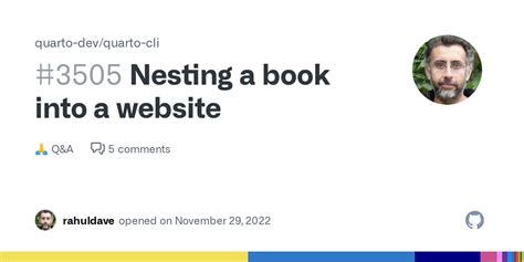 Nesting A Book Into A Website · Quarto Dev Quarto Cli · Discussion 3505 · Github