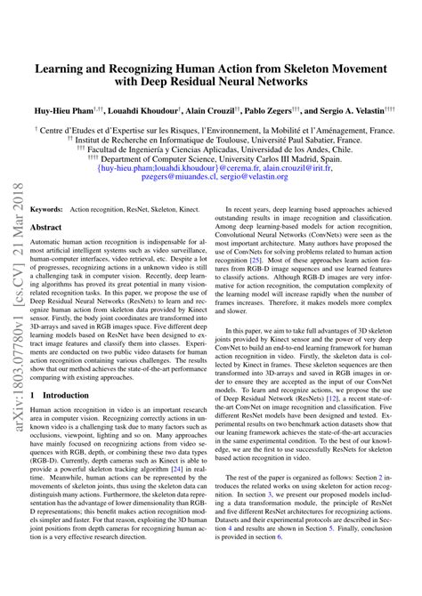 Pdf Learning And Recognizing Human Action From Skeleton Movement With Deep Residual Neural