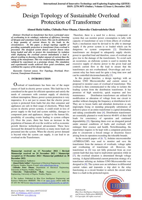 Pdf Design Topology Of Sustainable Overload Protection Of Transformer