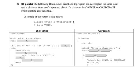 Solved 2 10 Points The Following Bourne Shell Script And