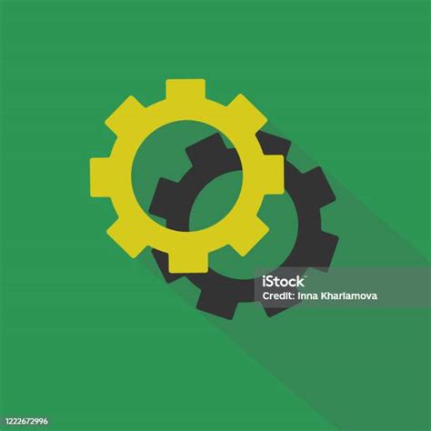 설정 아이콘입니다 기어 벡터 아트 롱 섀도우 플랫 스타일 디자인 강철에 대한 스톡 벡터 아트 및 기타 이미지 강철 개념 개체 그룹 Istock