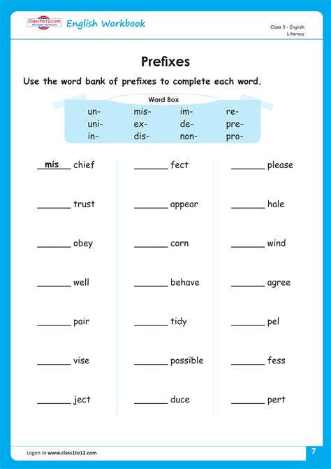 Ncert Prefix Class 3 Chapter 1 English Worksheet