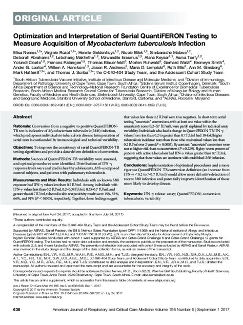 Pdf Optimization And Interpretation Of Serial Quantiferon Testing To Measure Acquisition Of