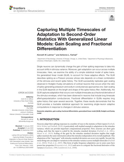 Pdf Capturing Multiple Timescales Of Adaptation To Second Order Statistics With Generalized