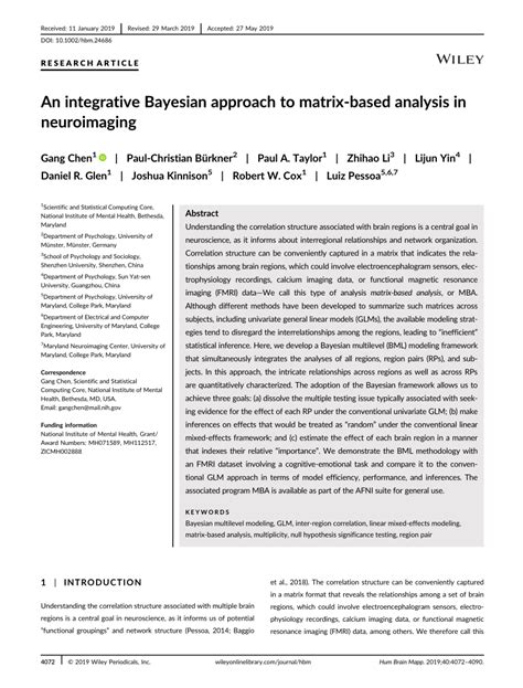 Pdf An Integrative Bayesian Approach To Matrix‐based Analysis In
