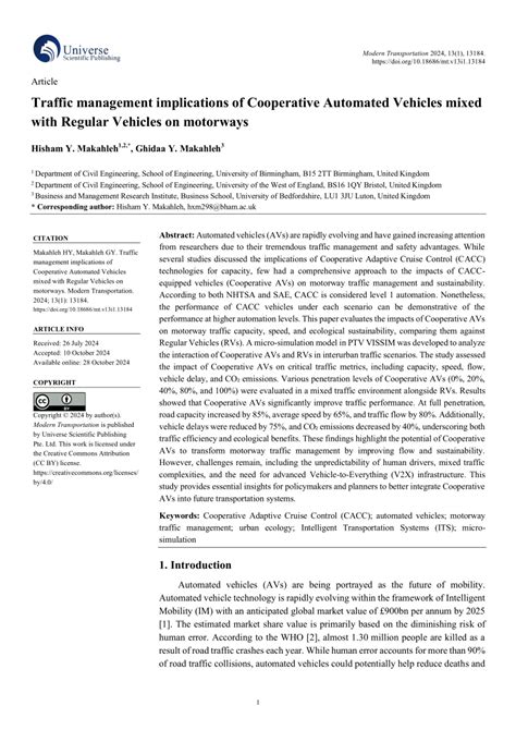 Pdf Traffic Management Implications Of Cooperative Automated Vehicles Mixed With Regular