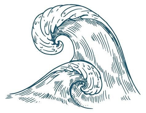 Premium Vector Flowing Sea Waves Sketch Water Motion Drawing