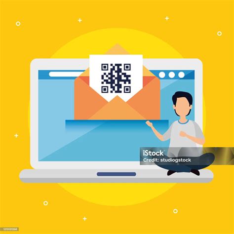 남자와 아이콘 노트북에서 코드 Qr 스캔 Qr코드에 대한 스톡 벡터 아트 및 기타 이미지 Qr코드 바코드 스캐너 스캐닝 Istock